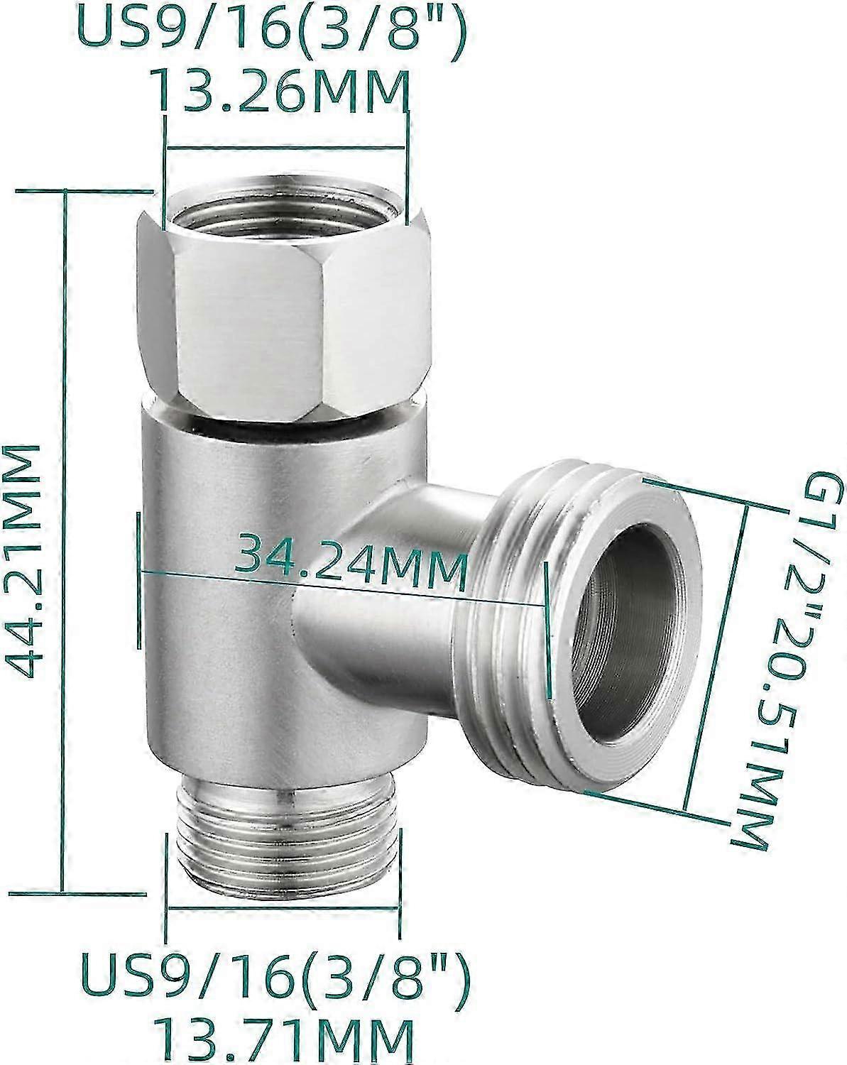 3-way 3/8" and 1/2" 3 Way Adapter Tee Connector Stainless Steel 3/8 ...
