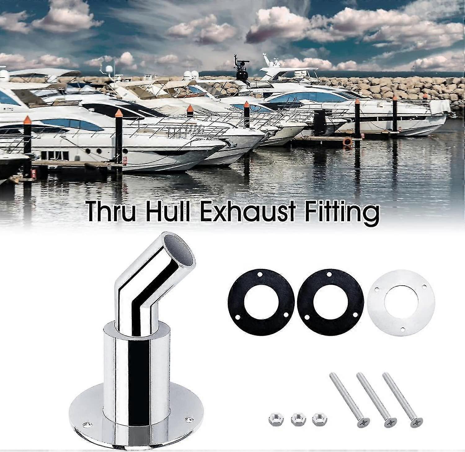 24mm/135 Degree Thru Hull Exhaust Skin Fitting, 316 Stainless Steel ...