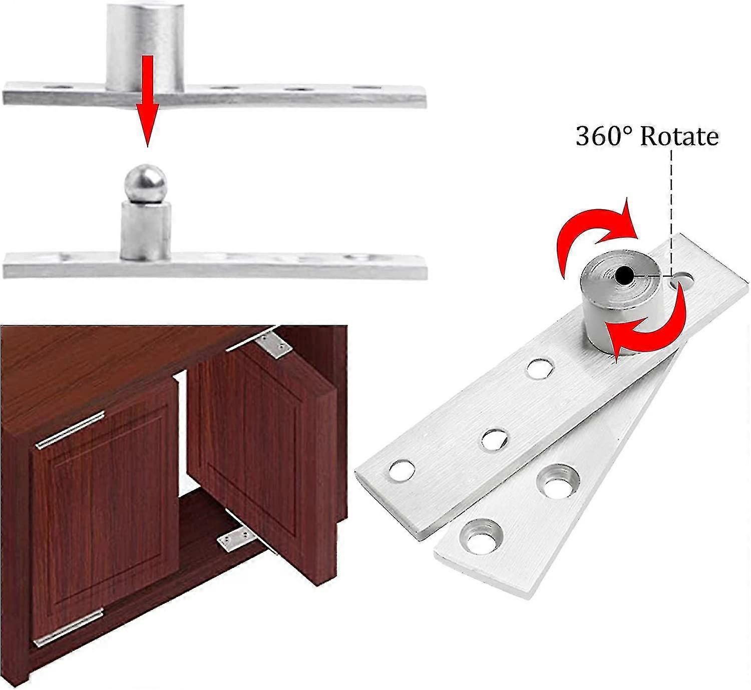 4pcs Stainless Steel Revolving Door Hinge 360 Rotation Pivot Concealed ...