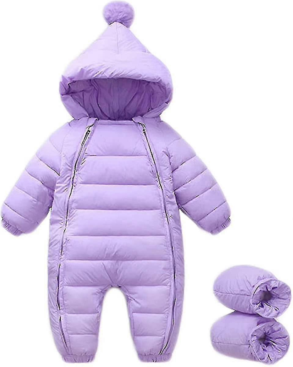 Baby Newborn Thick Hooded Winter Snowsuit Romper Boy Girl Snow Wear With Boots | Fruugo UK