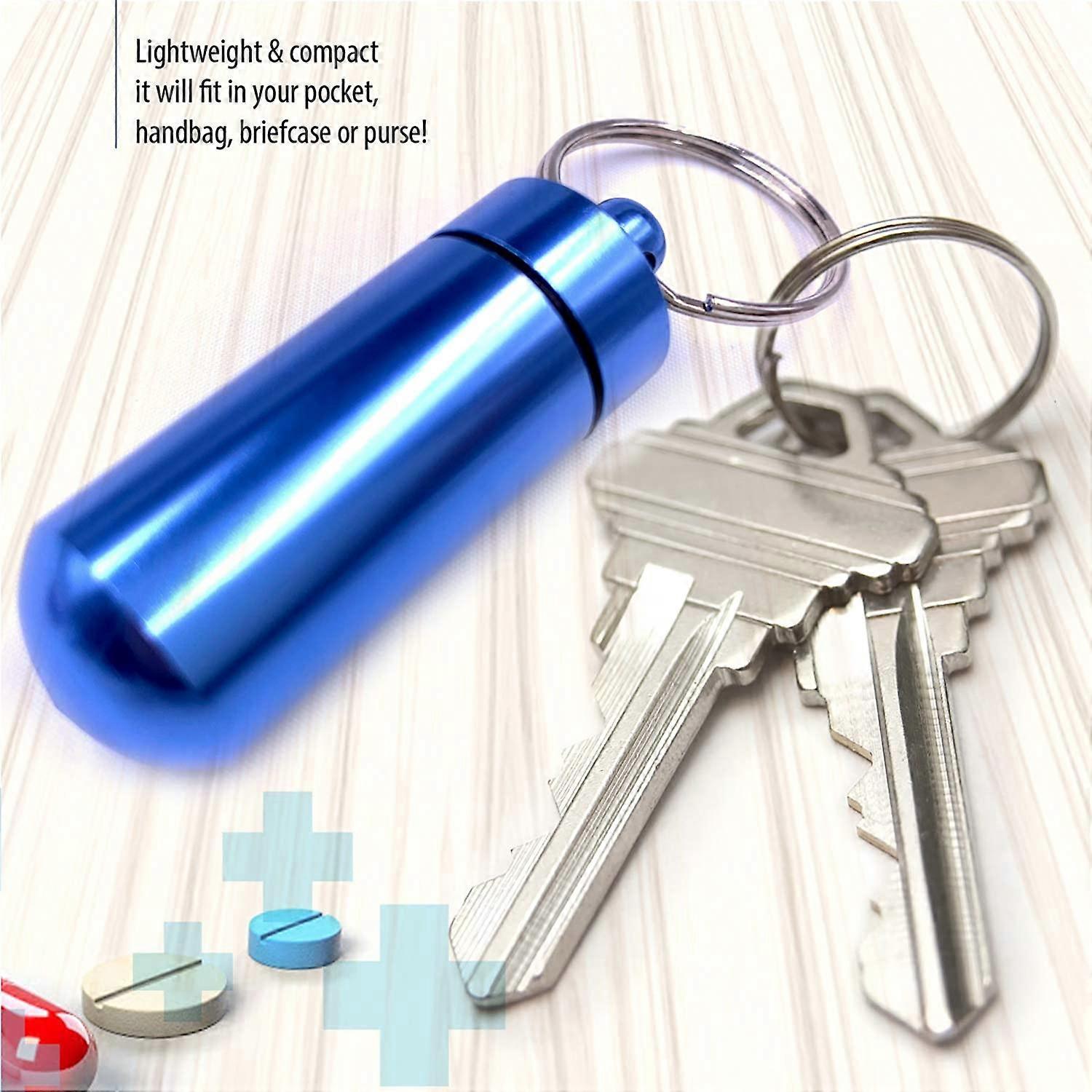 5 Pack - Aluminum Keychain Medication Pill Box. Waterproof Portable ...