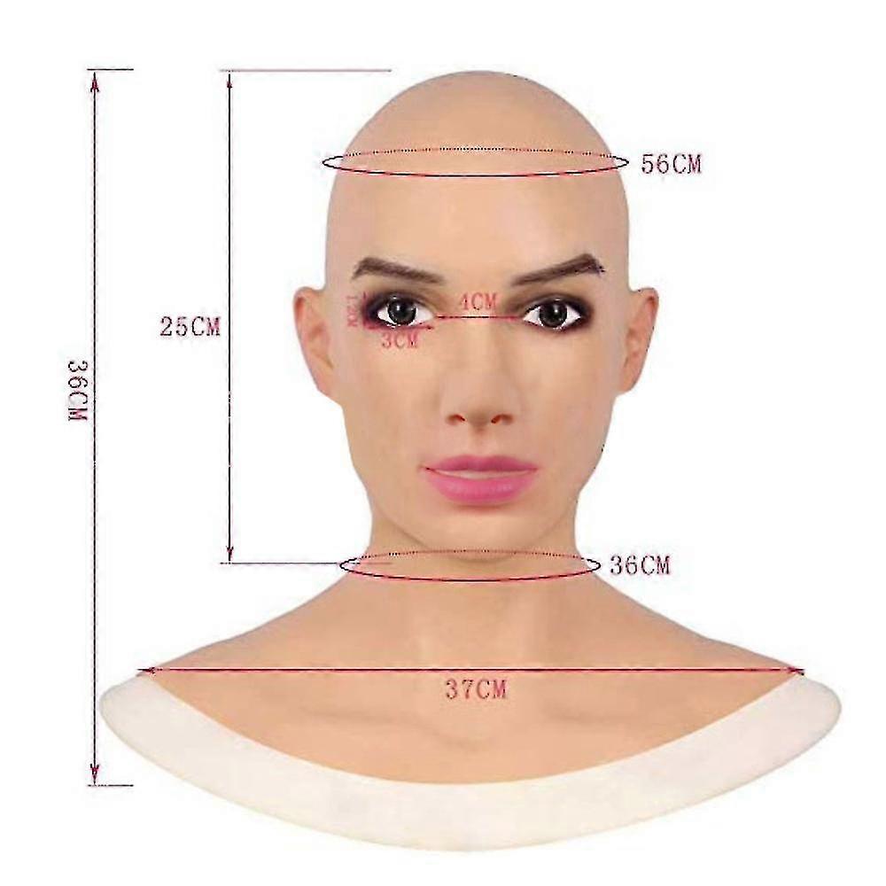 Realistic Female Latex Head Cover, Full Head Realistic Silicone Female ...
