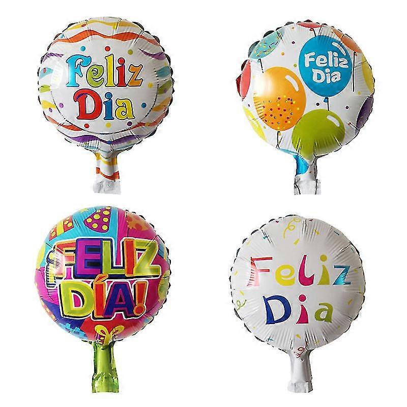 10 Inch Spanish Happy Birthday Balloons Star Round Foil Ballon Feliz ...