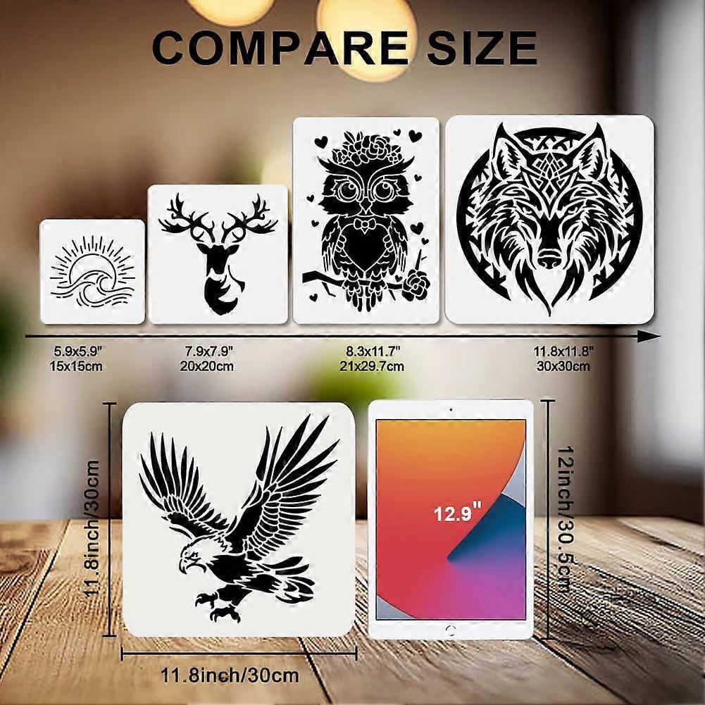 Bird Stencil Fierce Hawks Template 11.8x11.8inch Flying Bird Animals ...