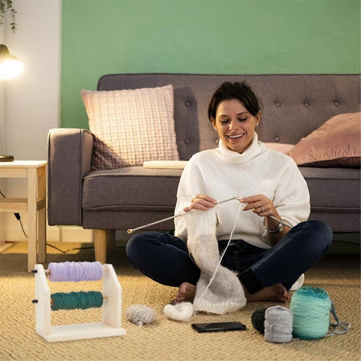 Yarn Ball Holder Double Revolving Yarn Holder Wood Yarn Holder Holder ...