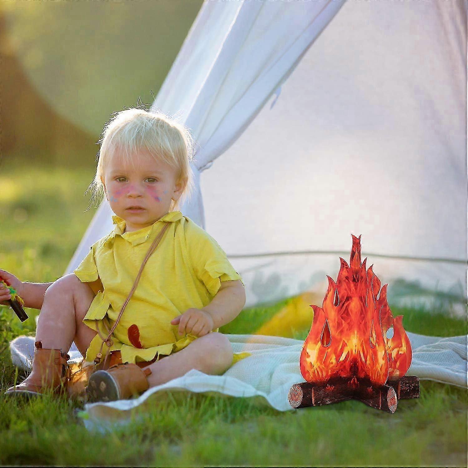 con Boao Fake Fire Fake Flame Camping Decoration 3D Cardboard Campfire ...