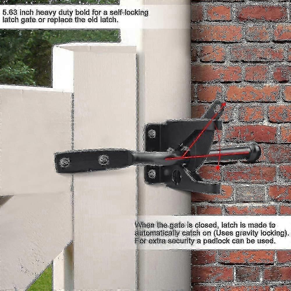 Stainless Steel Gate Latch Automatic Gravity Lever Auto Black Gate ...