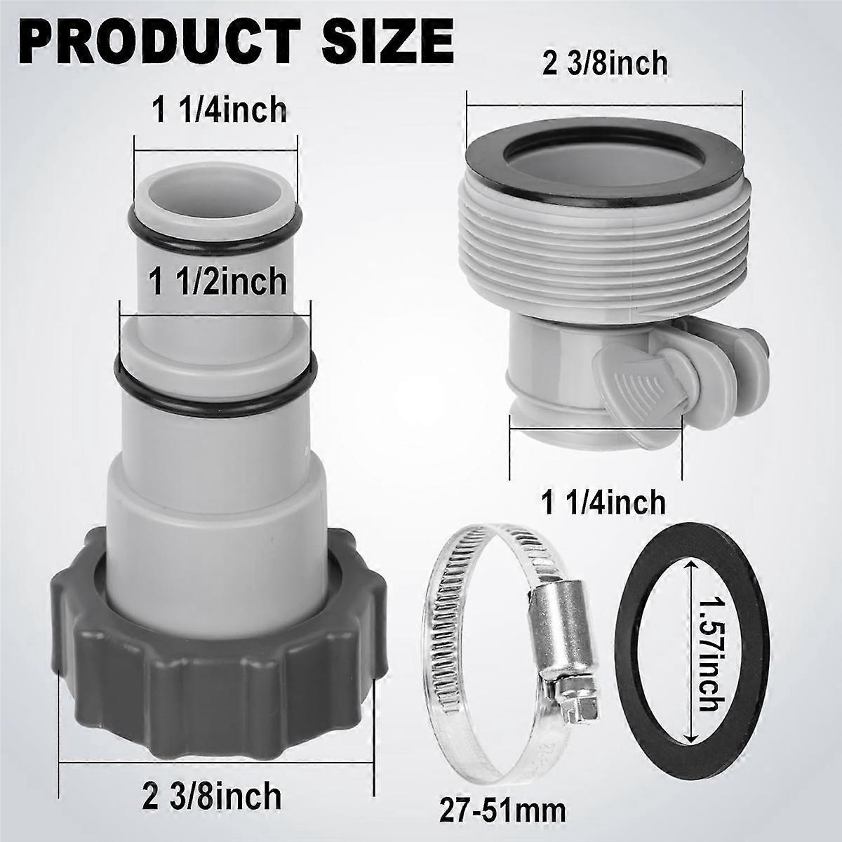 Pool Hose Adapter with Washer 2 Types Connector for Intex Threaded ...