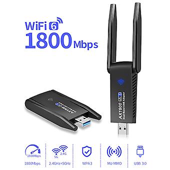 USB WiFi Adapter 1800Mbps Dual Band W/ External Antenna WiFi 6 for PC ...