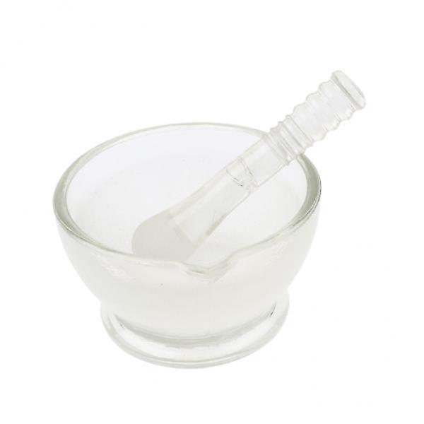 2xGlass Mortar with Pestle Lab Kitchen Spice Drug Grinder Mixer 75mm ...