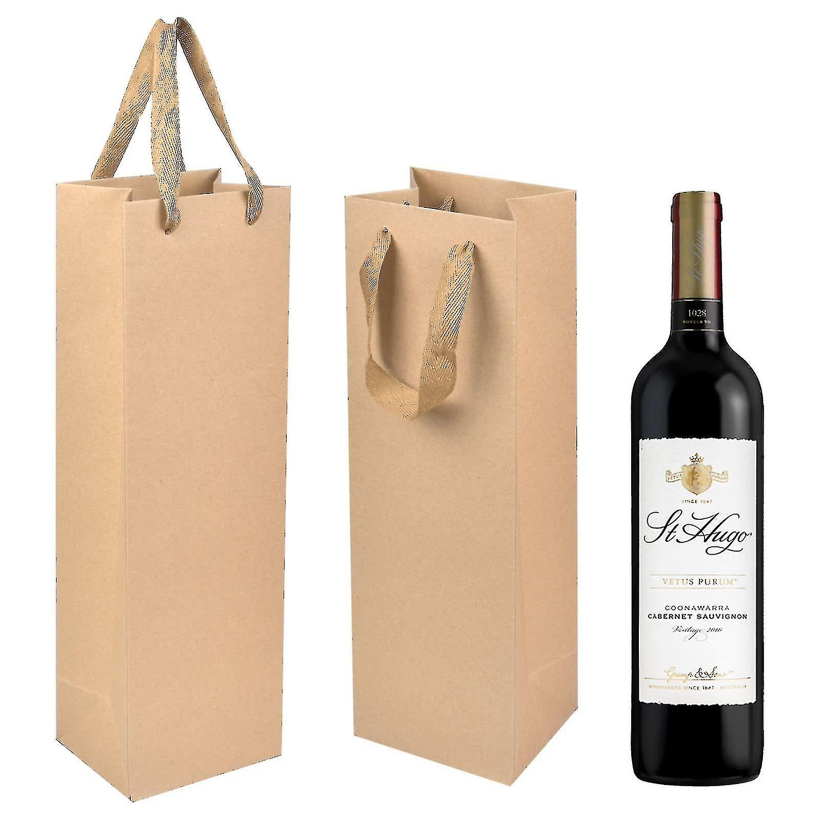 12pcs Wine Gift Bags, Single Wine Bottle Bag, Kraft Paper Champagne ...
