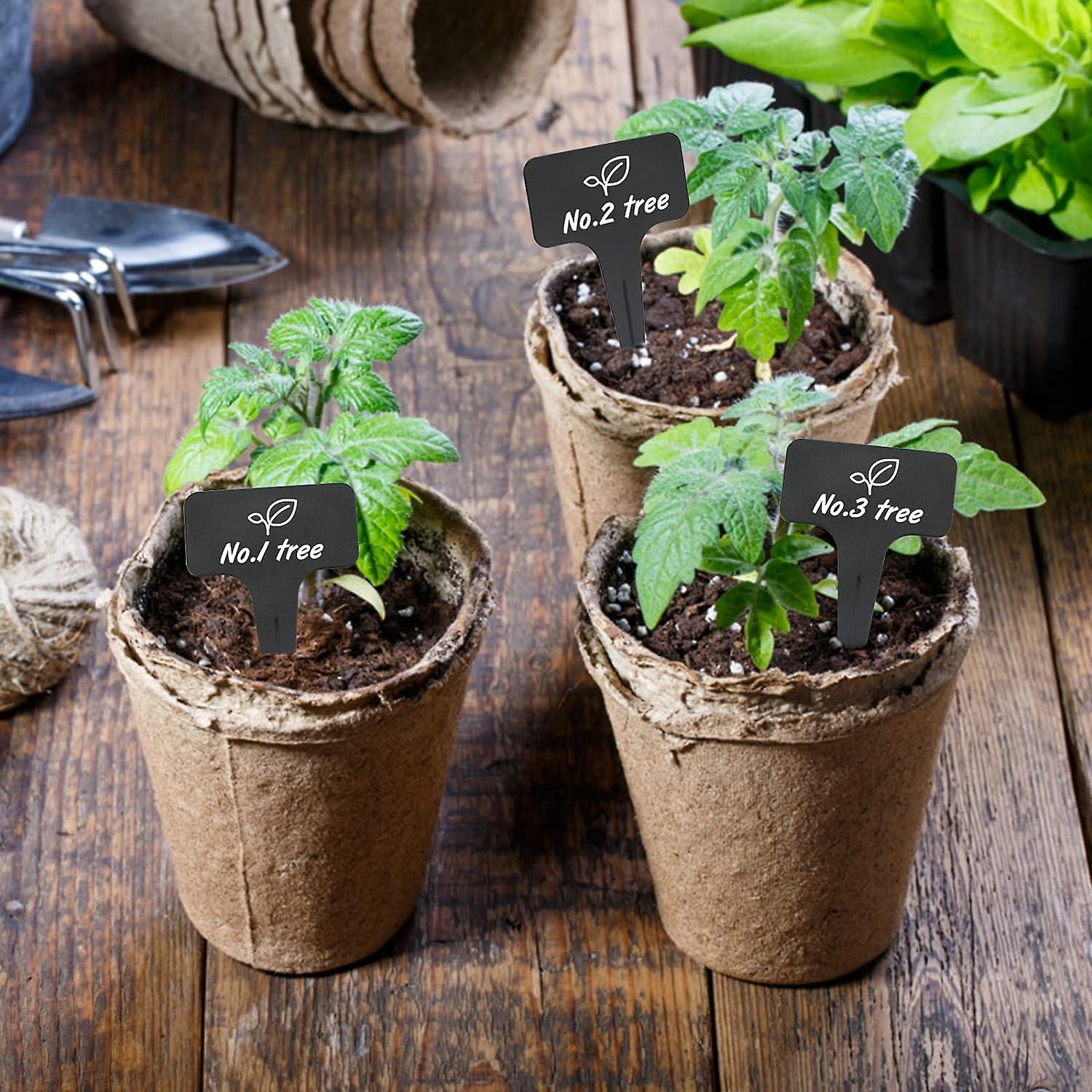 100 Thick Plastic Plant Tags for Outdoor Weatherproof Black for Writing ...