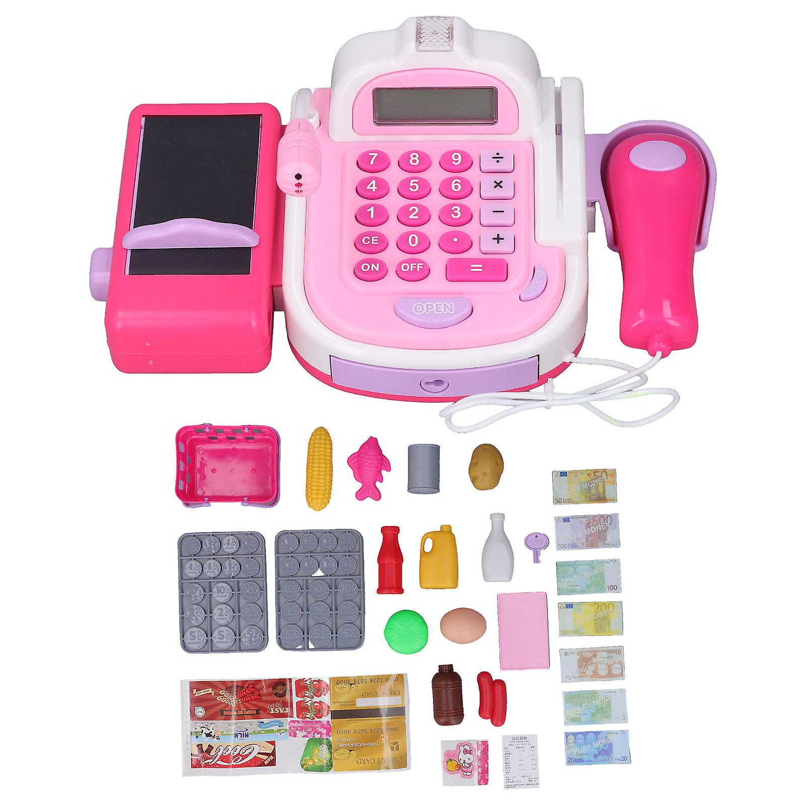 Pink Kids Cash Register Playset with Scanner, Calculator, Weighing ...