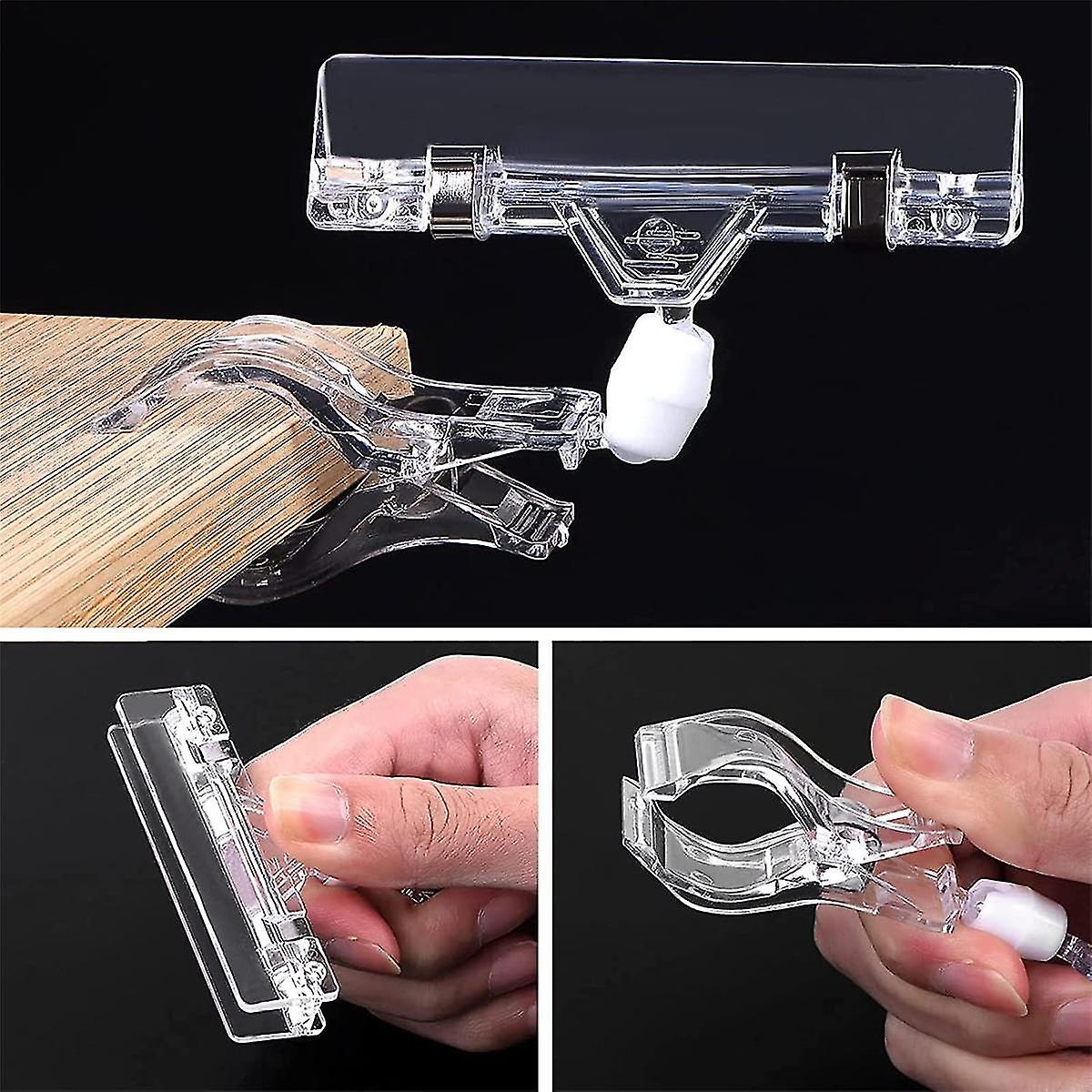 30 Pcs Label Holders Sign Clip, Plastic Clear Rotatable Sign Clips ...