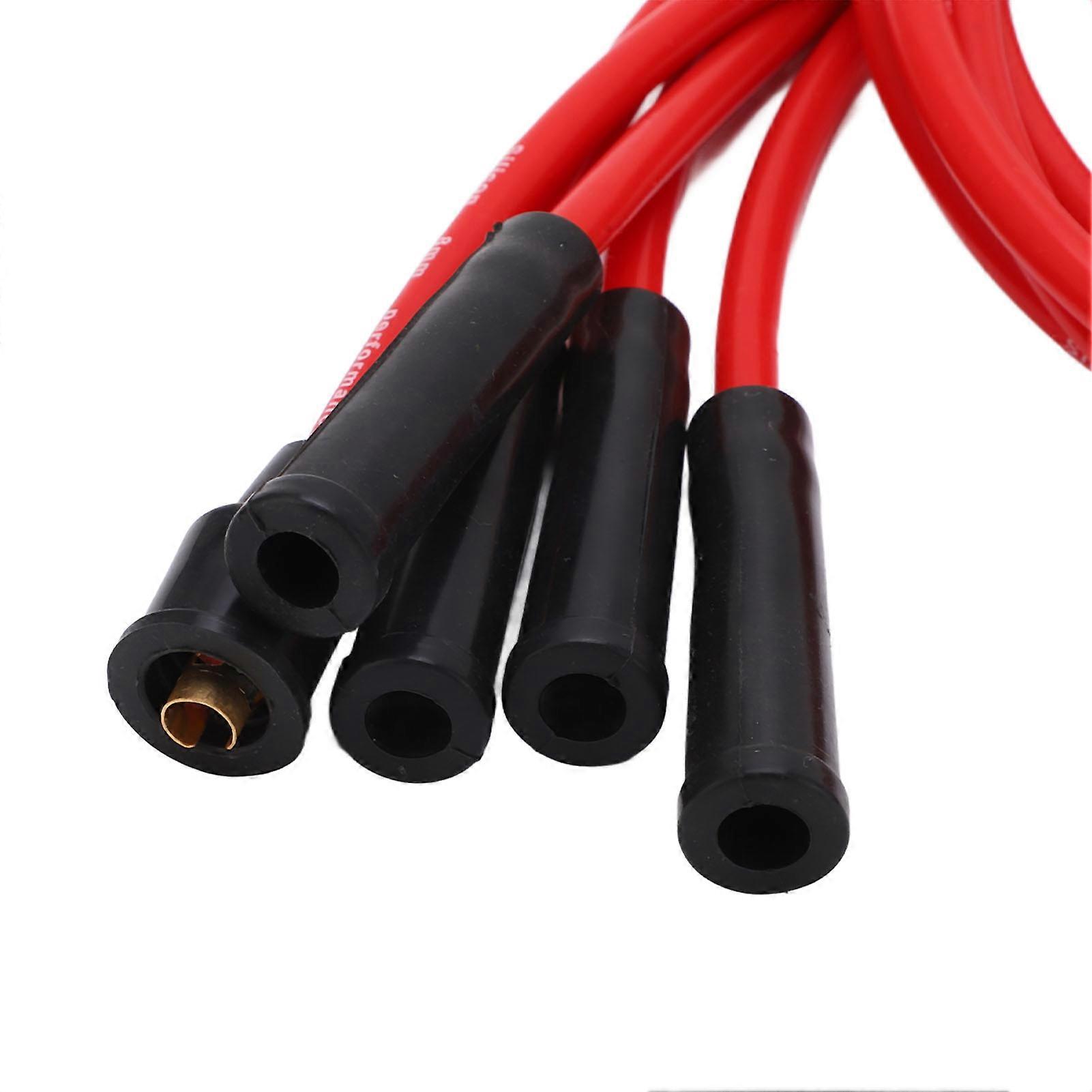 Spark Plug Ignition Wire Set Red High Performance Silicone 1m Car Ignition Wire for 4 Cylinder ...
