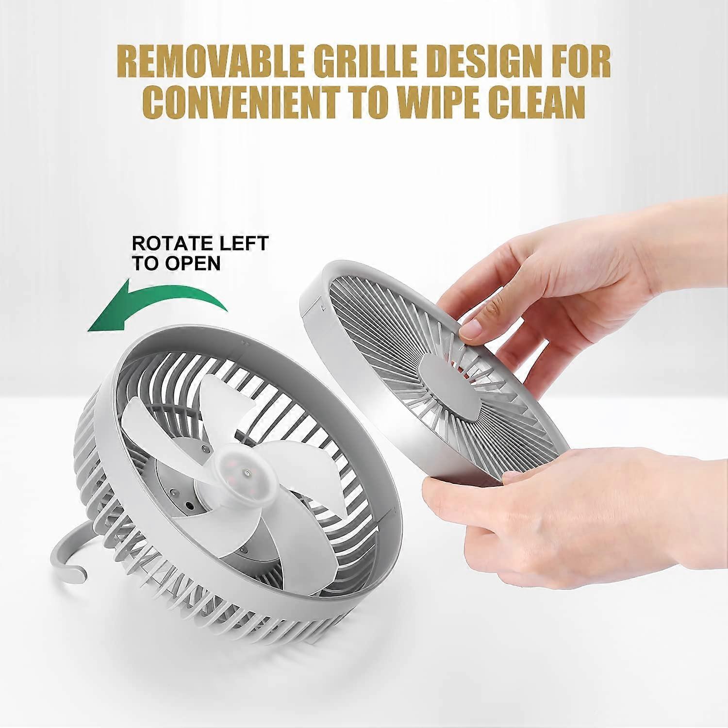 Mini Portable Hanging Fan, 180 Rotation Desk Fan With Led Lights ...