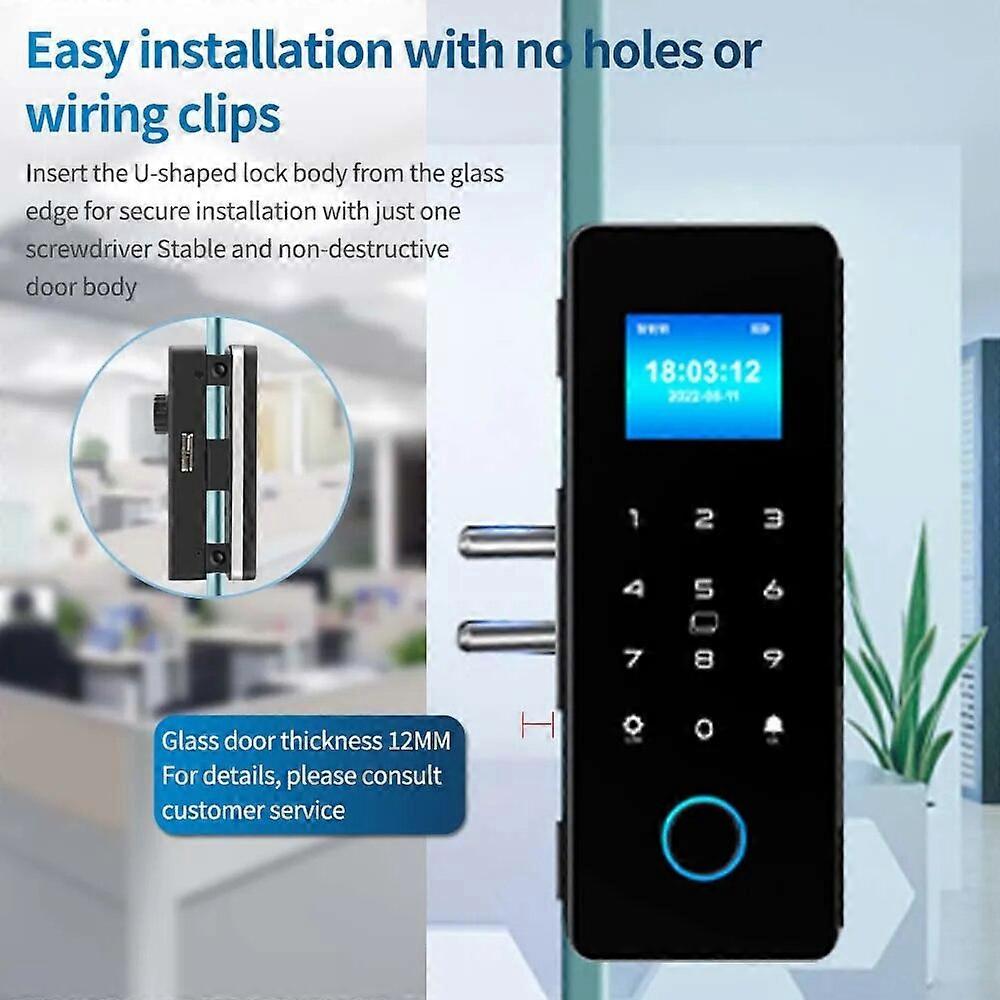 Electronic Digital Lock Fingerprint Glass Door Lock Bluetooth HAHA-Lock ...