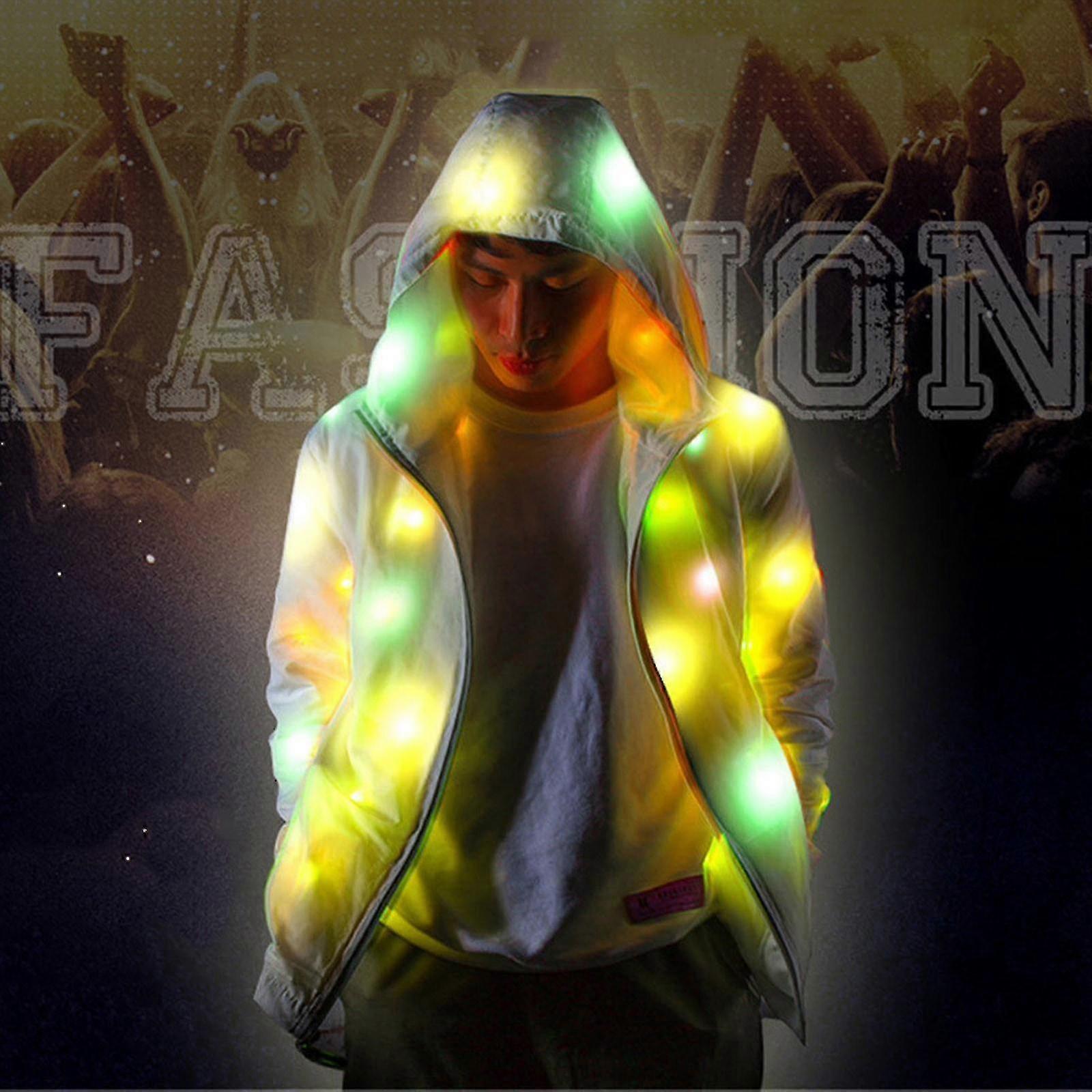 Men Women Long Sleeve Led Colorful Glowing Jacket Coat Luminous ...