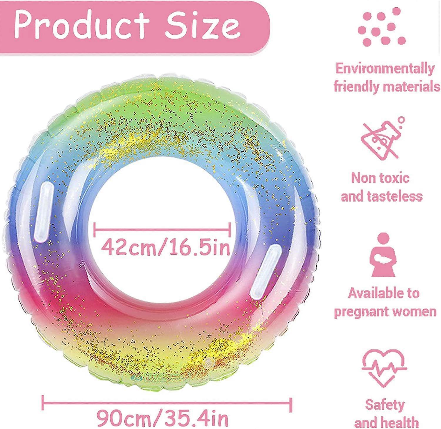 Inflatable Swim Ring, Shiny Rainbow Inflatable Buoy, Adult Swim Ring ...