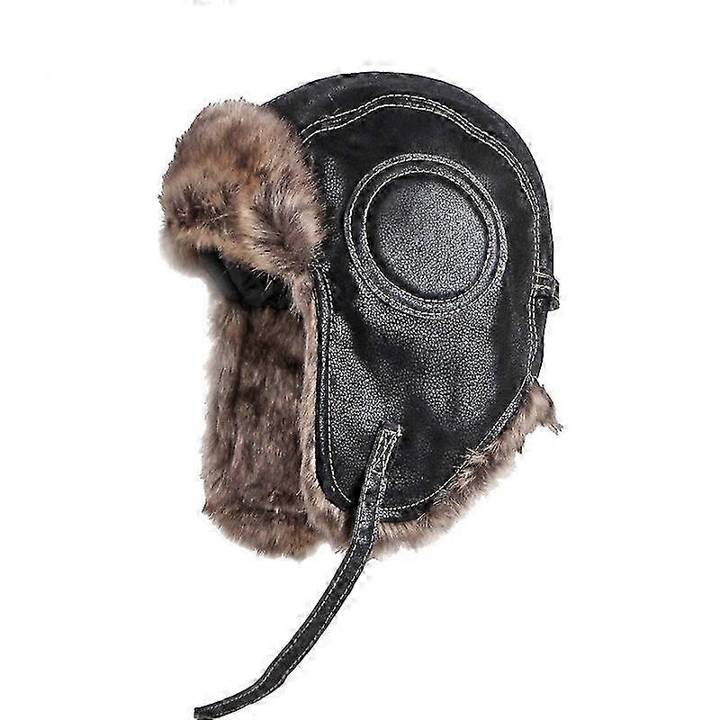 Men's Faux Fur Hat with Ear Flaps Winter Fur Hat | Fruugo UK