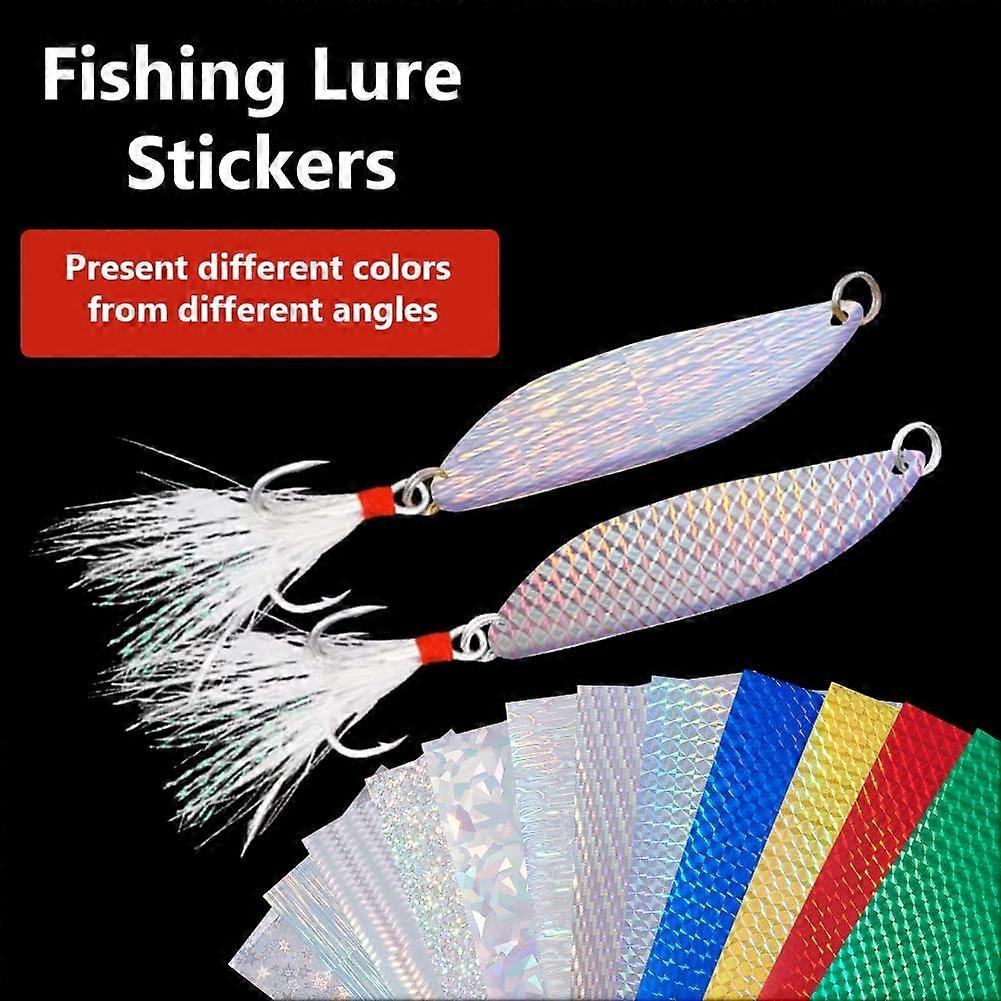 24 Sheets 8x4 Inch Fishing Lure Stickers Holographic Fish Scale Lure ...