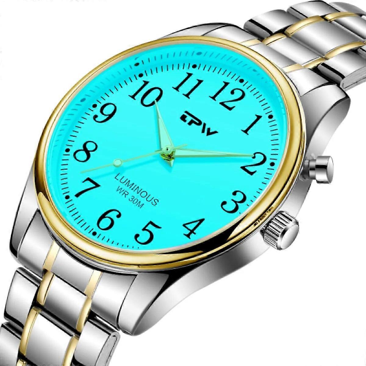 Light Up Watch Dial Full Luminous Face 40mm Easy Reader Stainless Steel ...