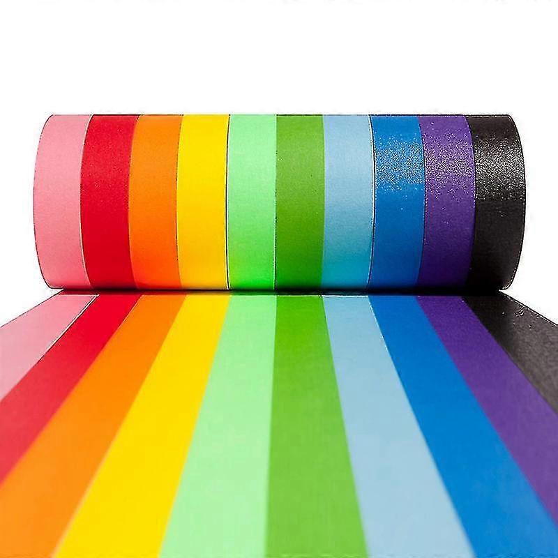 10 Pcs Of 10 Colors 20m Colored Masking Tape Rainbow Color Easy Tear ...