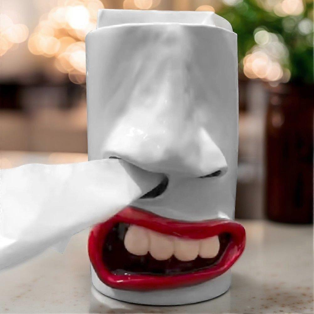 Handmade Funny Face Tissue Box, Quirky Mouth & Nose Sculpture Tissue ...