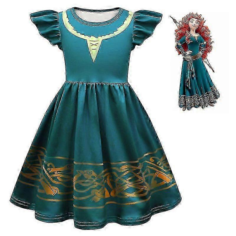 Halloween Girls Merida Cosplay Dress Brave Performance Costume Summer ...