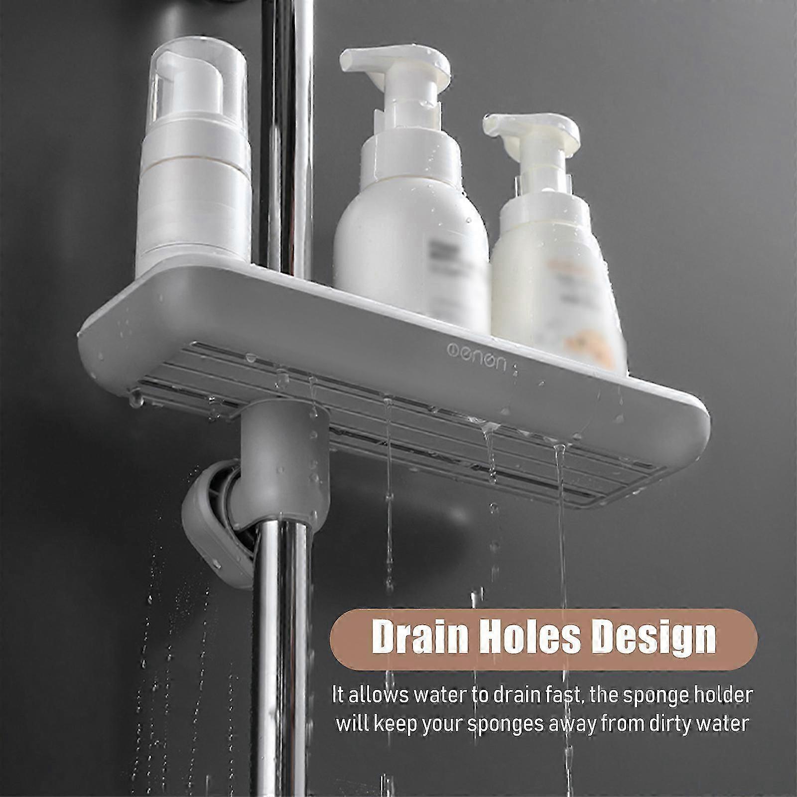 Shower Caddy Shelf Adjustable Height Shower Rack for Slide Bar Bathroom ...