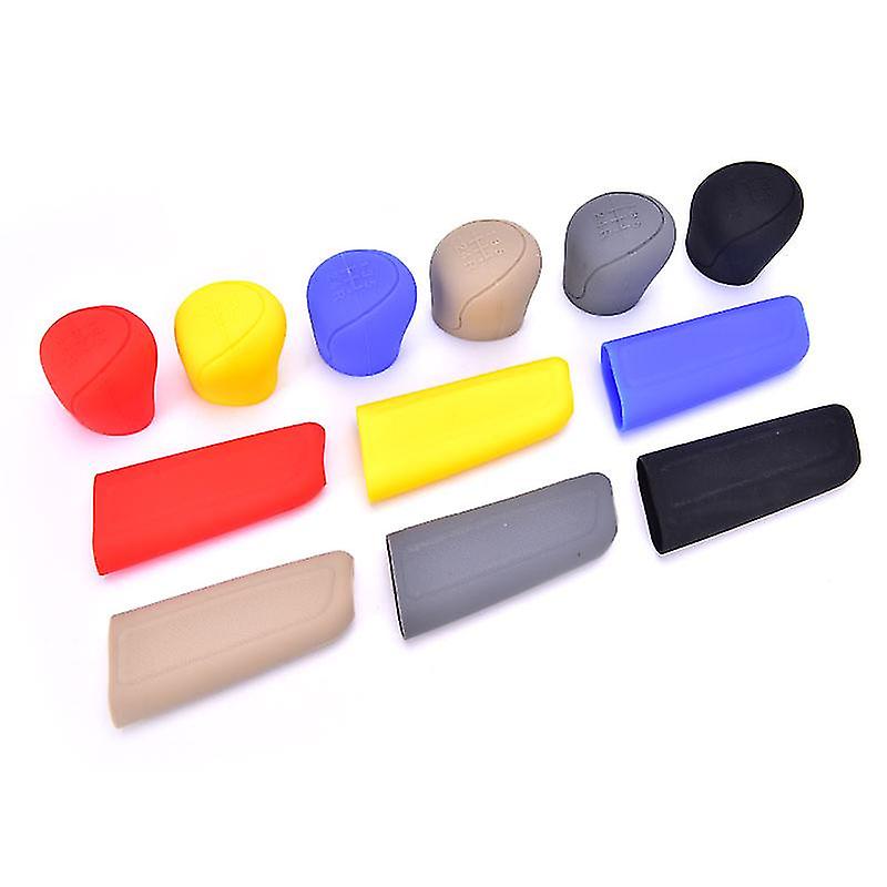 2pcs Universal Car Gear Hand Shift Knob Cover Silicone Handbrake Non ...