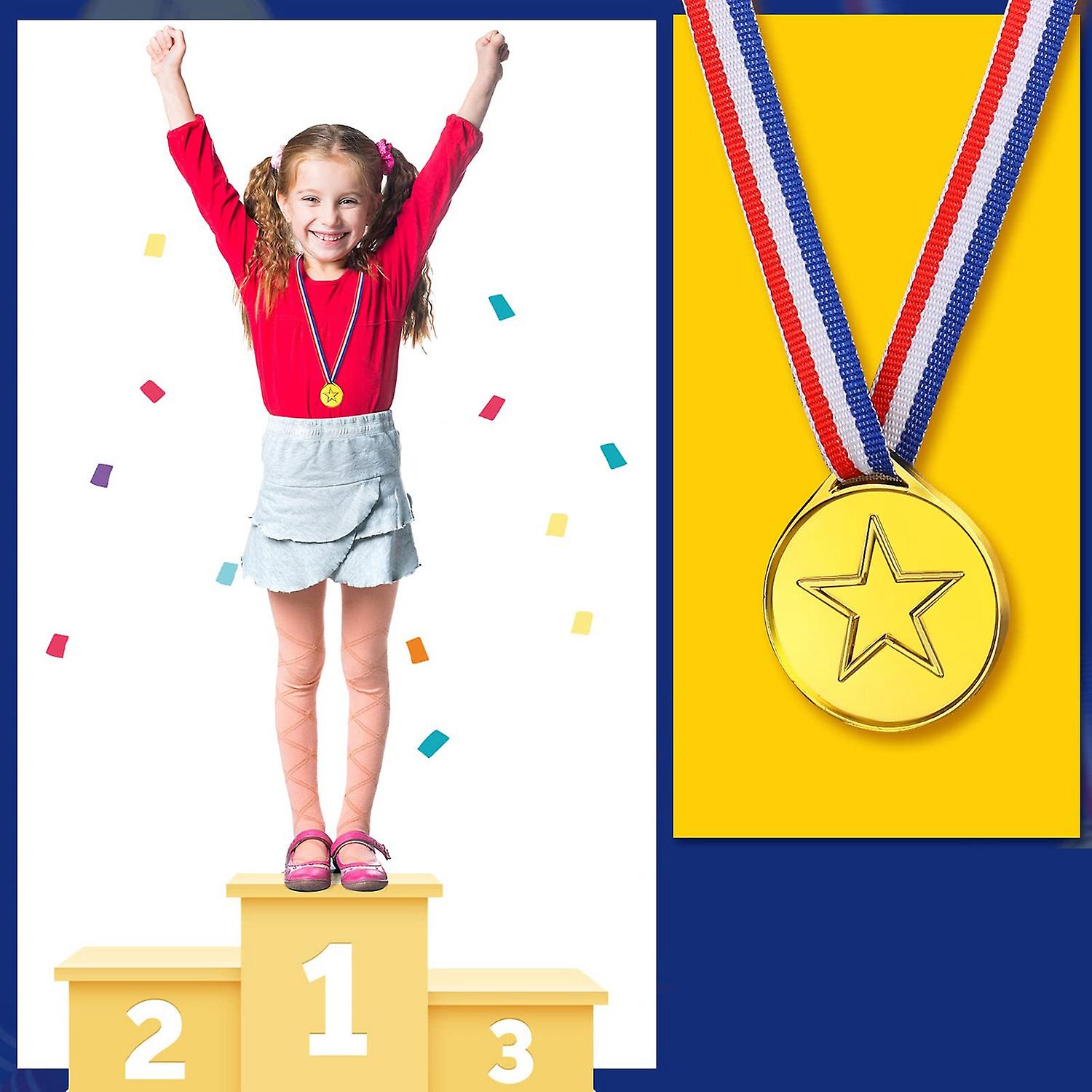 100 Pieces Kids Plastic Winner Medals Gold Winner Award Medals for ...