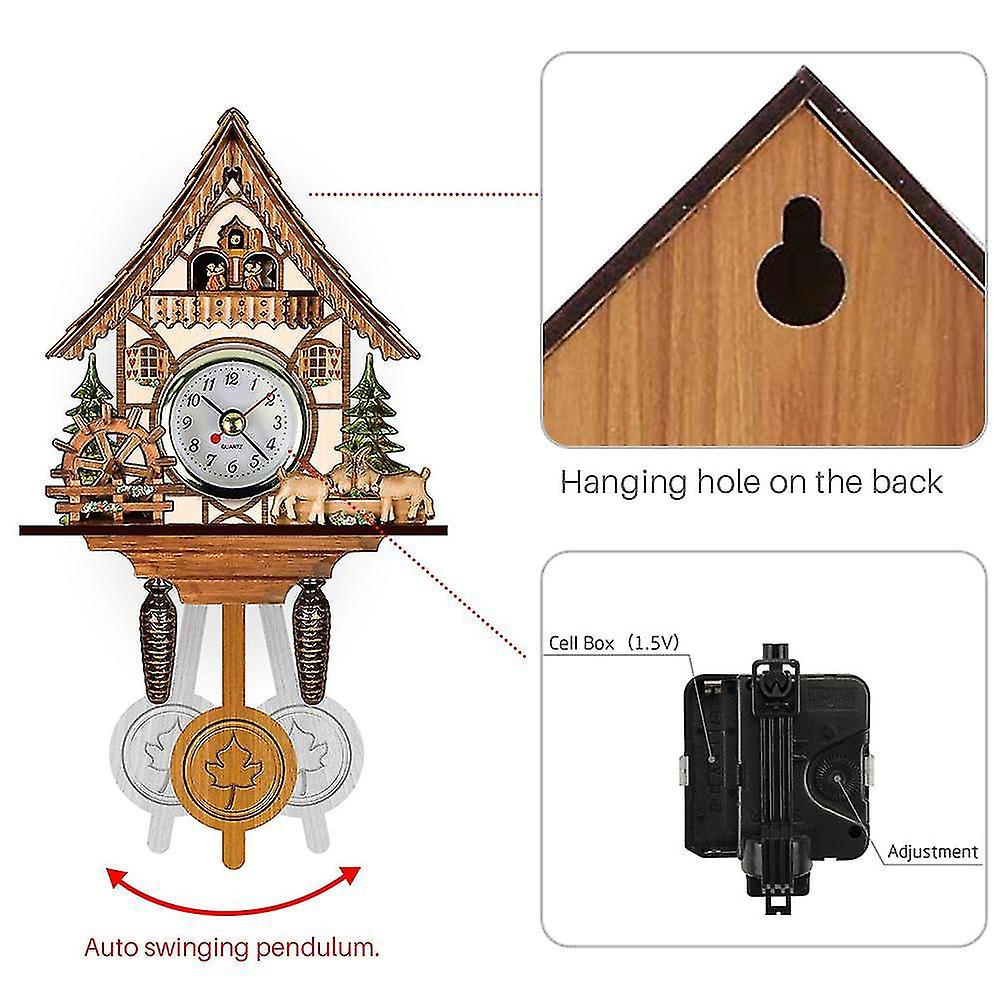 Cuckoo Clock Antique Wooden Cuckoo Birdhouse Wall Clock Home Decor ...