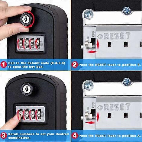 Secure Key Box [New Generation] Large Outdoor Key Box with 4 Code ...