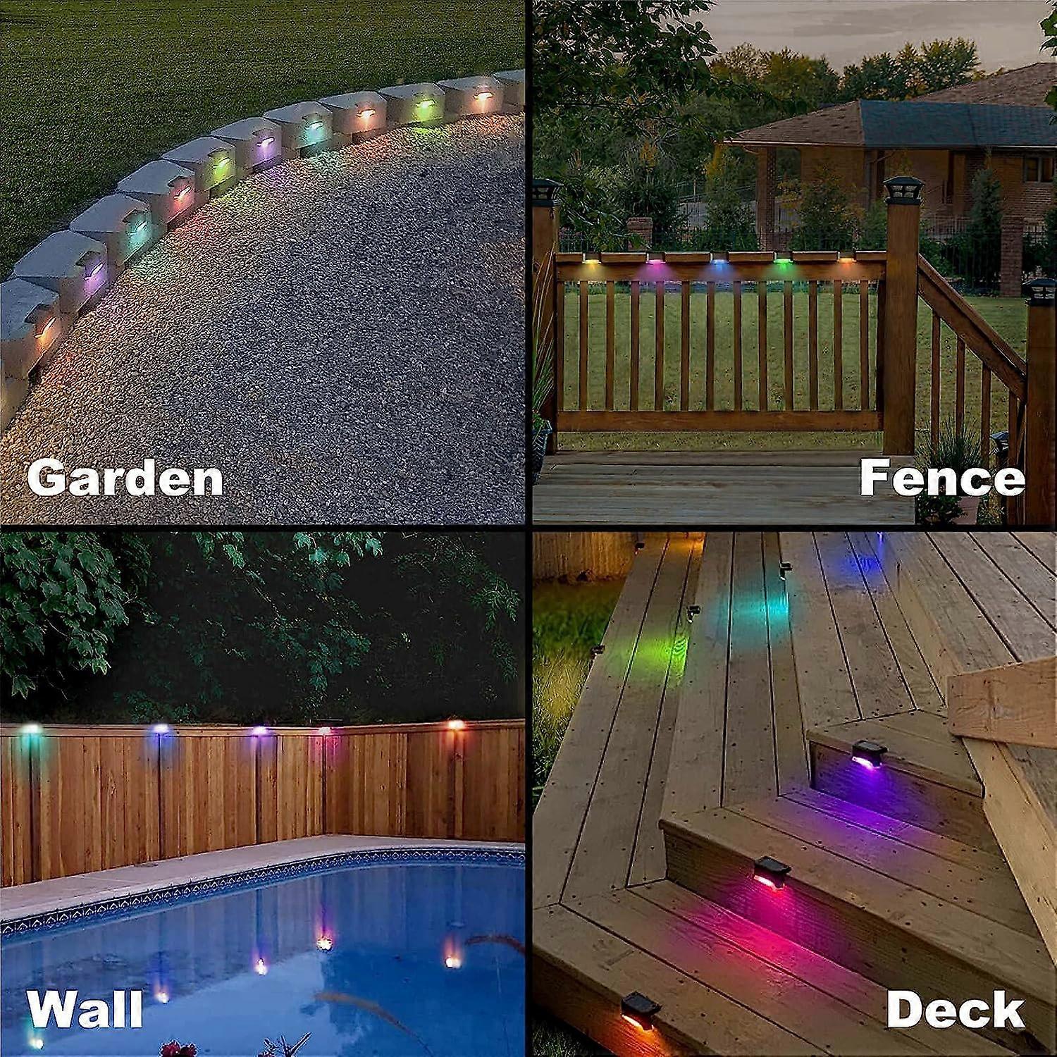 Solar Deck Lights Outdoor, 16 Pack Solar Step Lights Waterproof Led ...