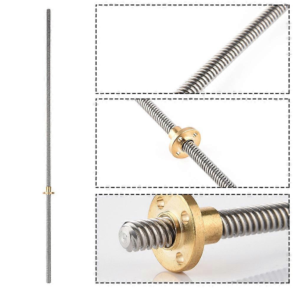 T8 8mm Trapezoidal Stainless Steel Threaded Rod Lead Screw & Brass Nut for 3D Printer 500mm ...