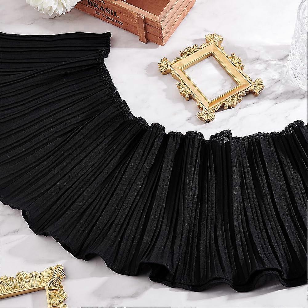 4 Yards Black Pleated Chiffon Ribbon 6.7inch Wide Polyester Pleated ...