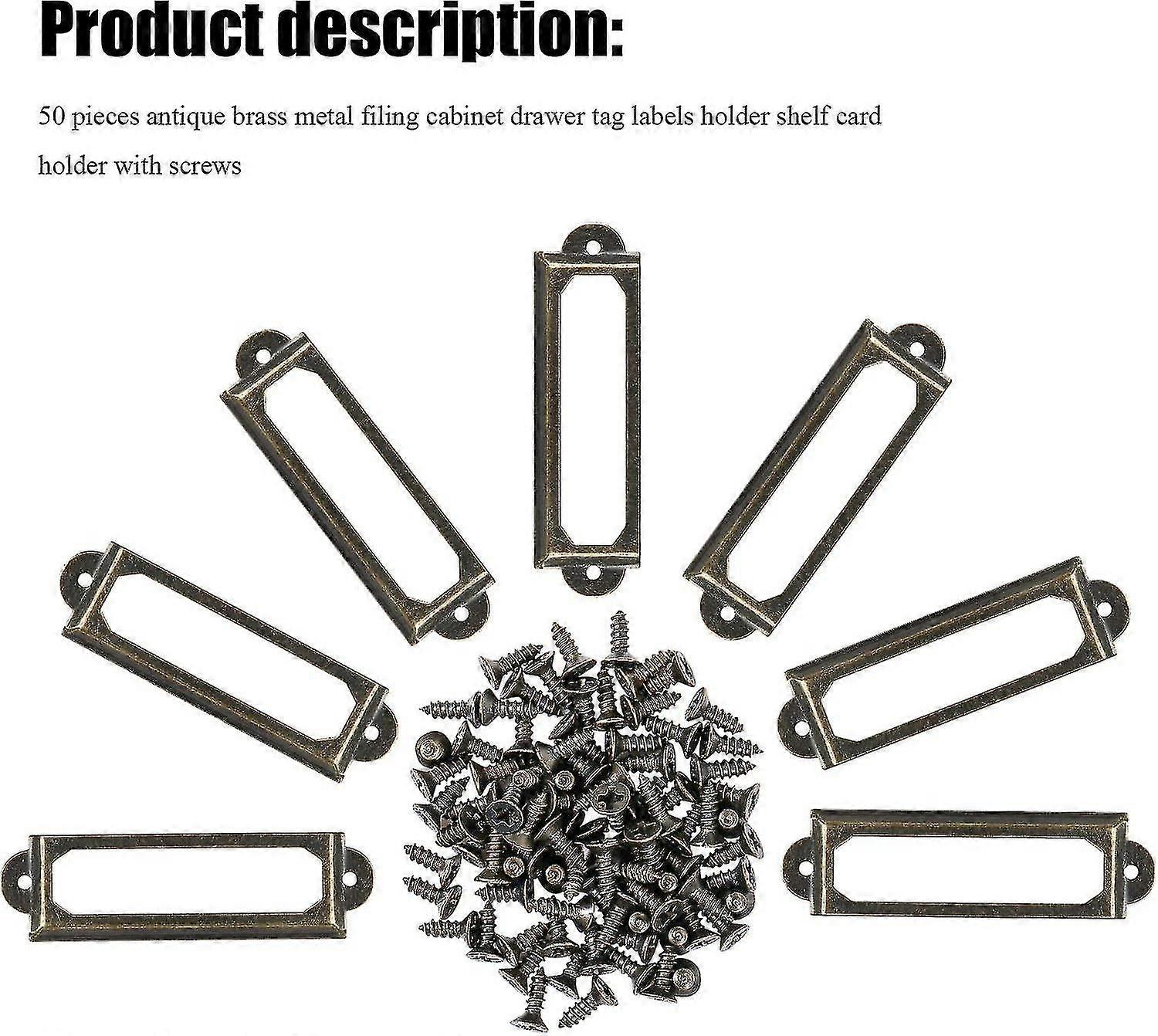 50 Pcs Metal Label Holders With Screws For Furniture Drawers Cabinet ...