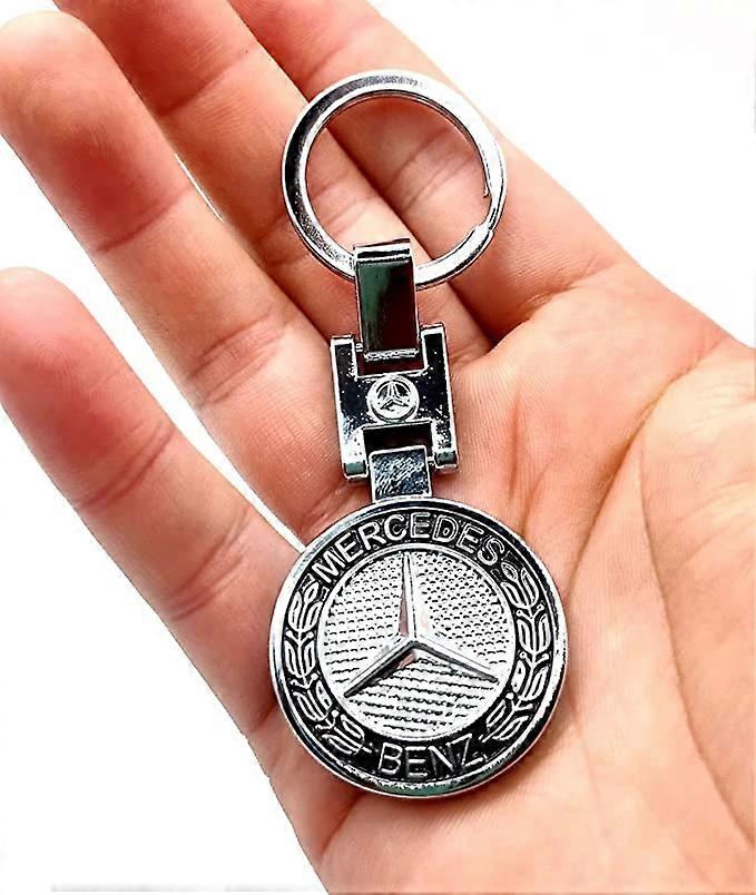 Car Logo Keyring Compatible with Mercedes Benz - 3D Chrome Metal Car ...