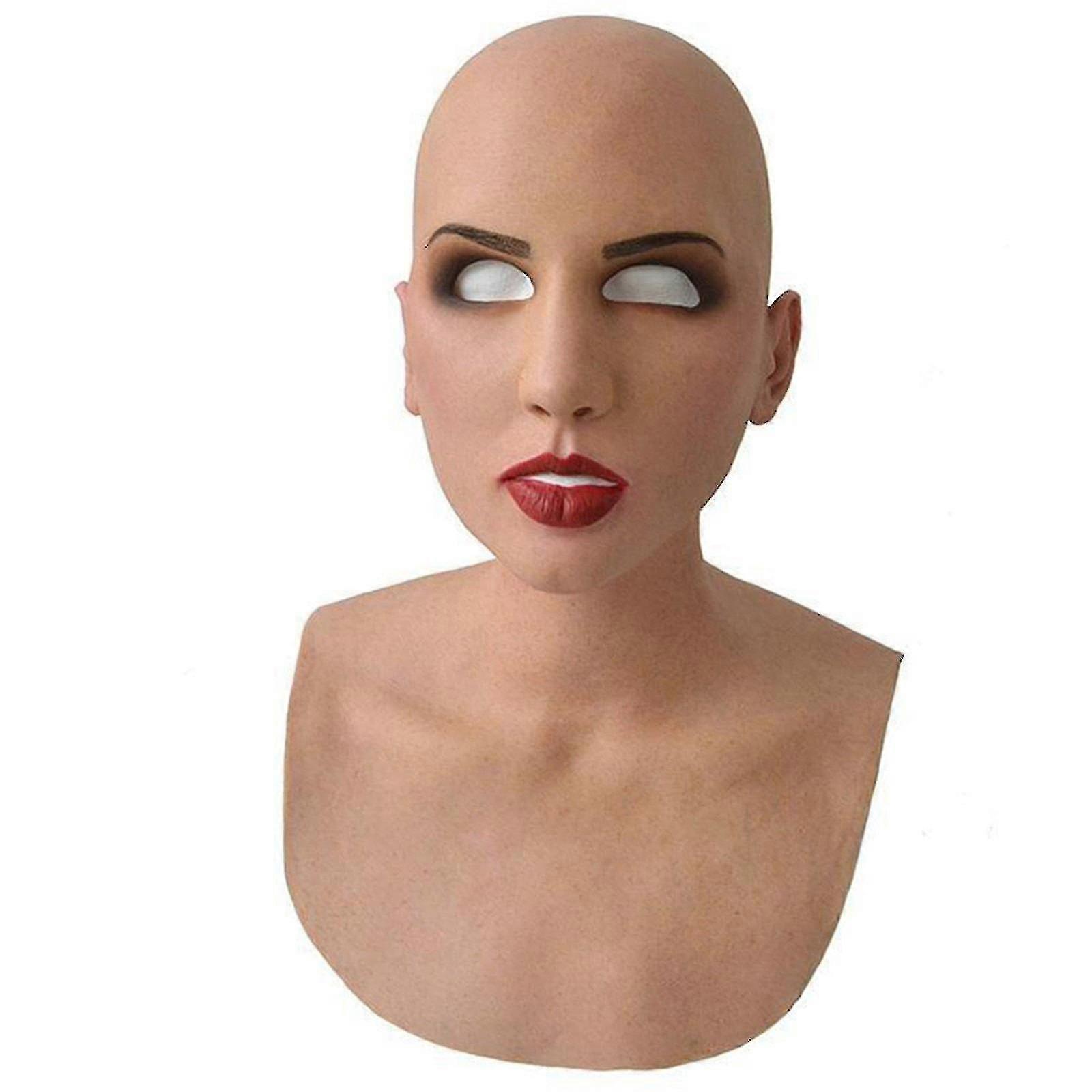 Full Latex Mask For Halloween With Neck Full Head Creepy Wrinkle Face ...
