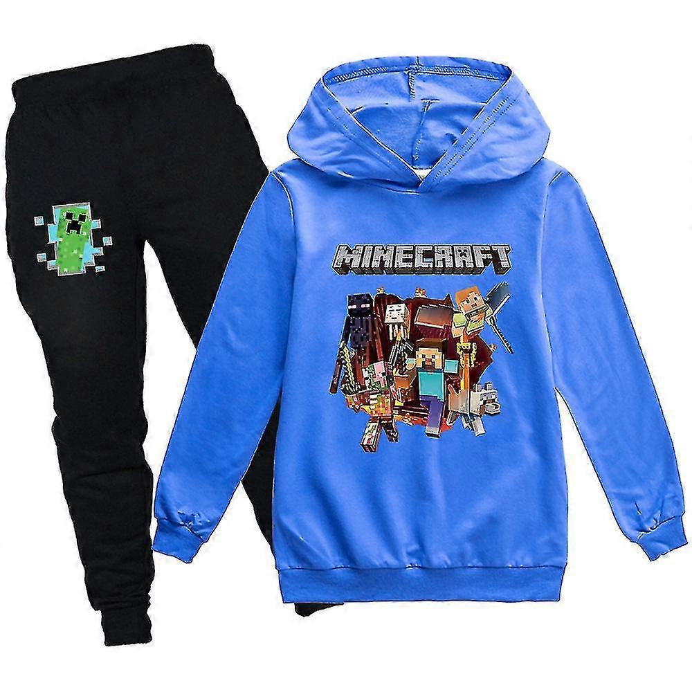 Minecraft Print Kids Tracksuit Set Boys Girls Casual Long Sleeve Hooded ...