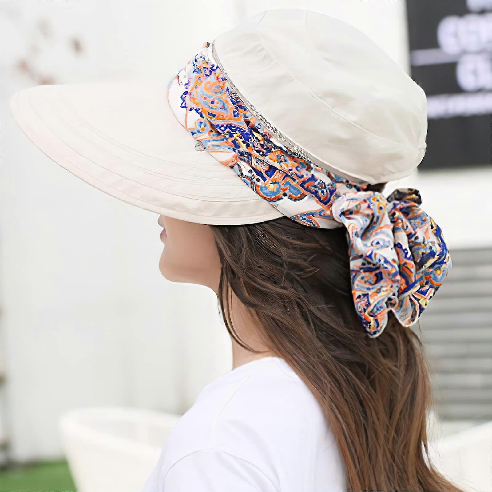 Women 2 in 1 Foldable Sun Hat With Neck Flap (Beige) | Fruugo UK