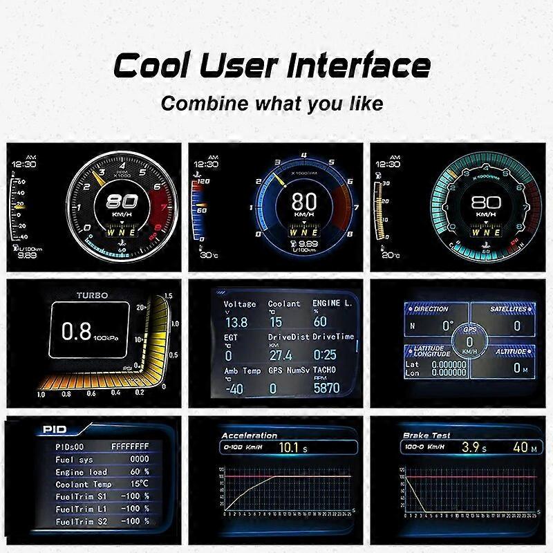car interior decoration A600 Dual Screen Car HUD Multi-Function ...