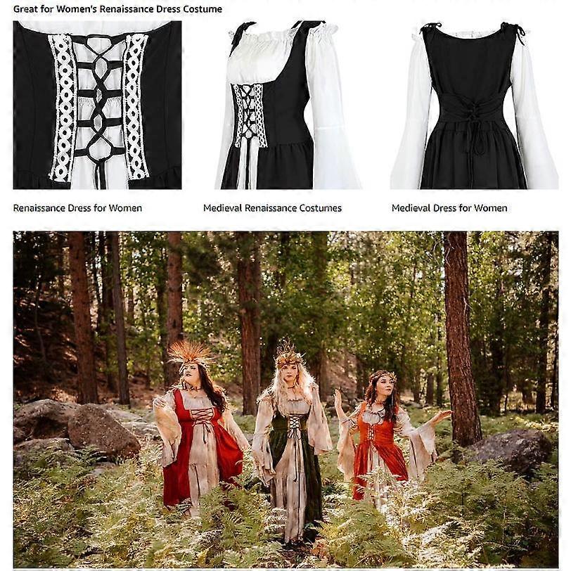 Womens's Medieval Renaissance Costume Cosplay with Over Dress | Fruugo UK