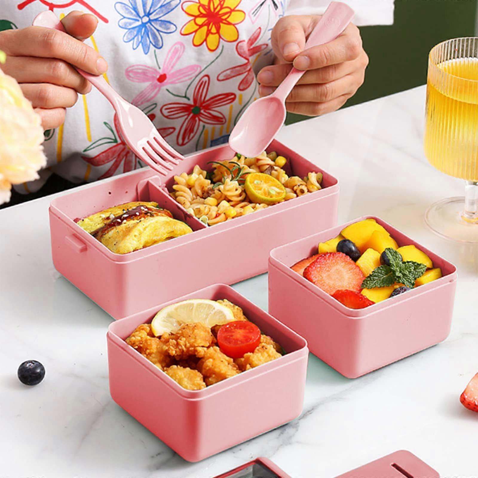 Stackable lunch box, 1400ml containers with 3 removable compartments ...