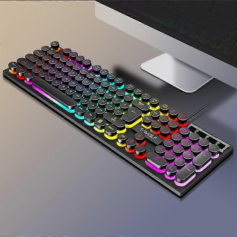 T-WOLF T80 104-Keys RGB Wired Punk Keyboard Black | Fruugo UK