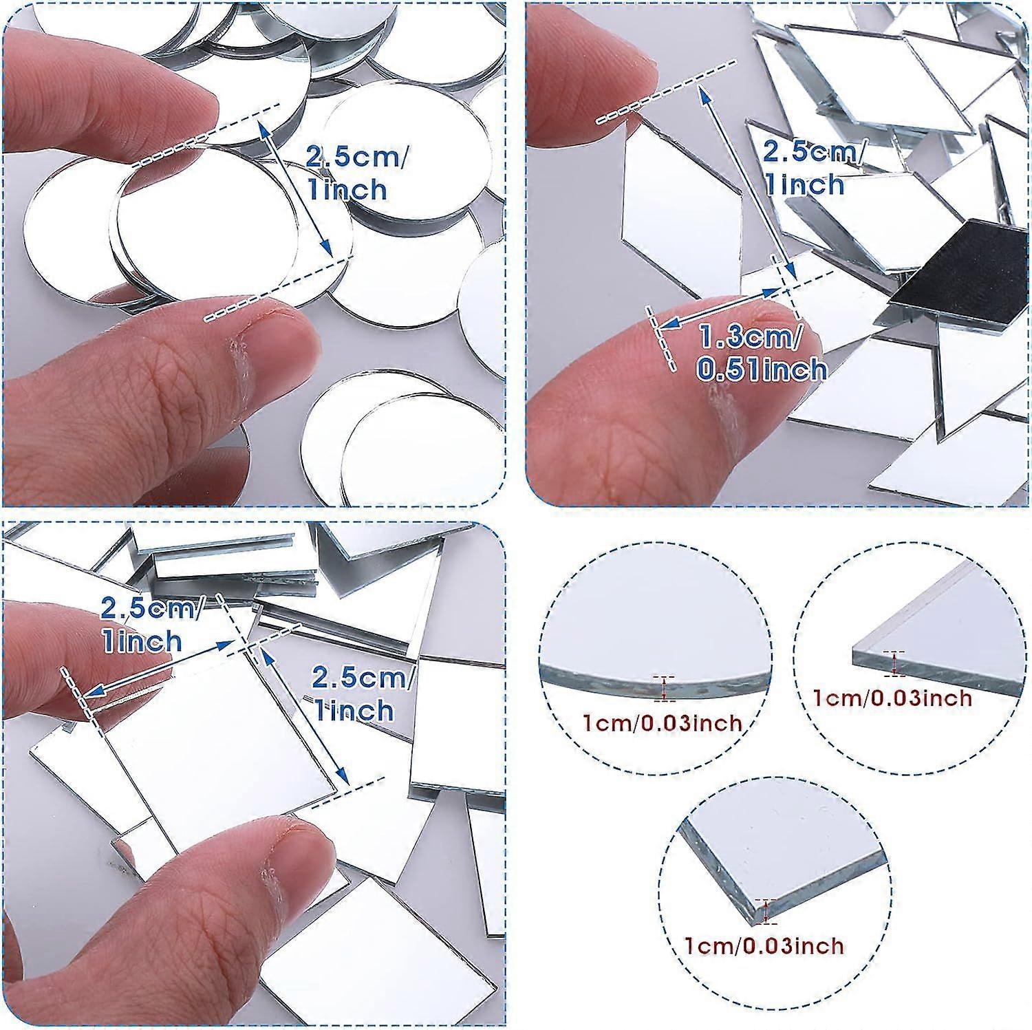 120 Pcs Small Mirrors for Crafts, 3 Shapes Mirror Pieces for Crafts ...