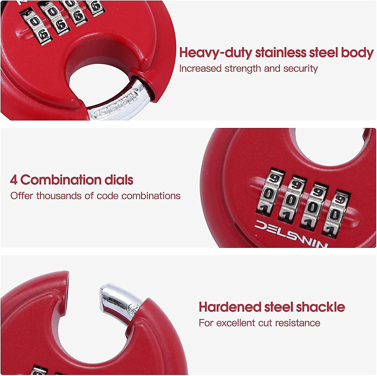 Outdoor Combination Padlock - 4 Digit Heavy Duty Disc Lock With ...