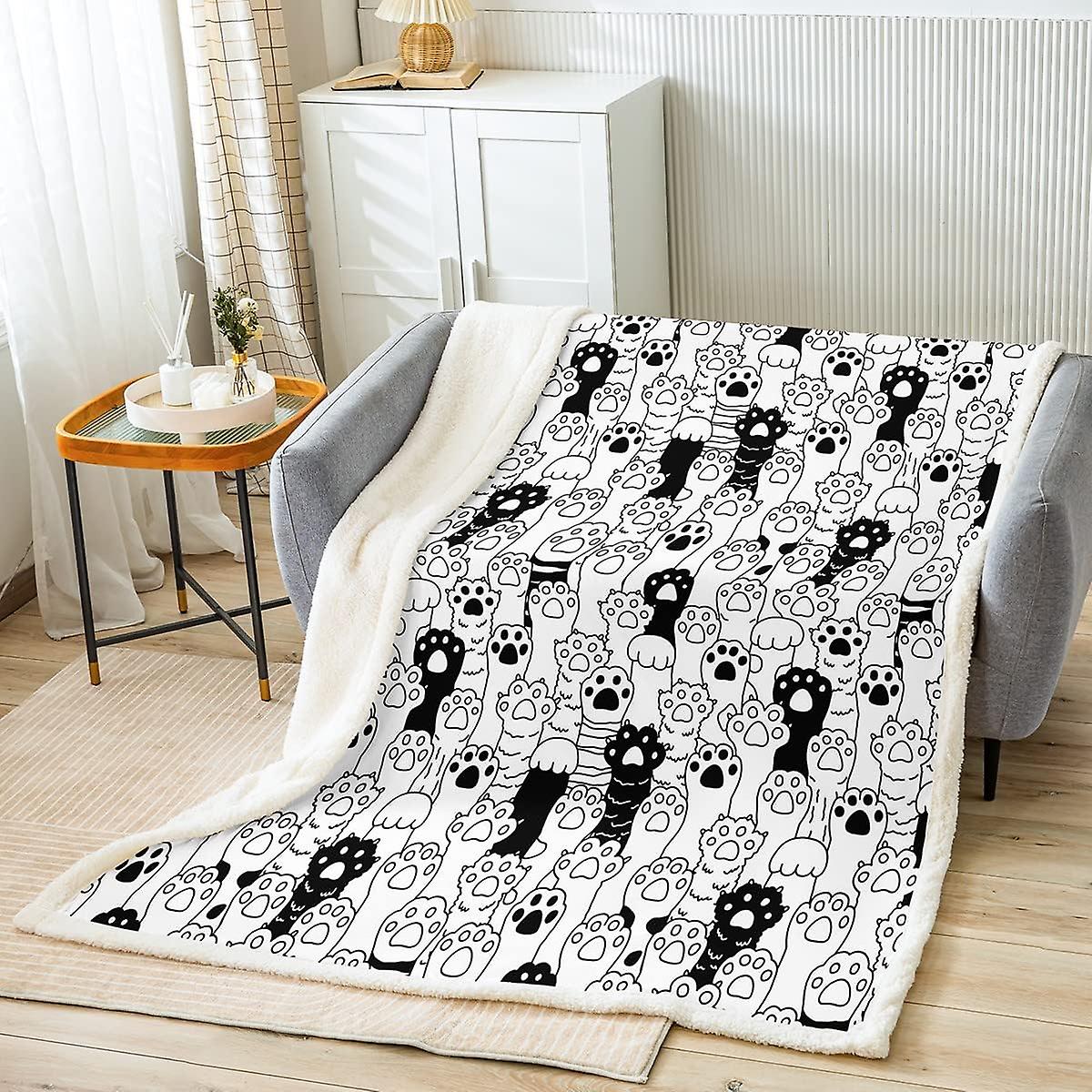 Katter Sherpa Filt Söt Tecknad Katt Tass Fleece Kasta Filt För Barn ...