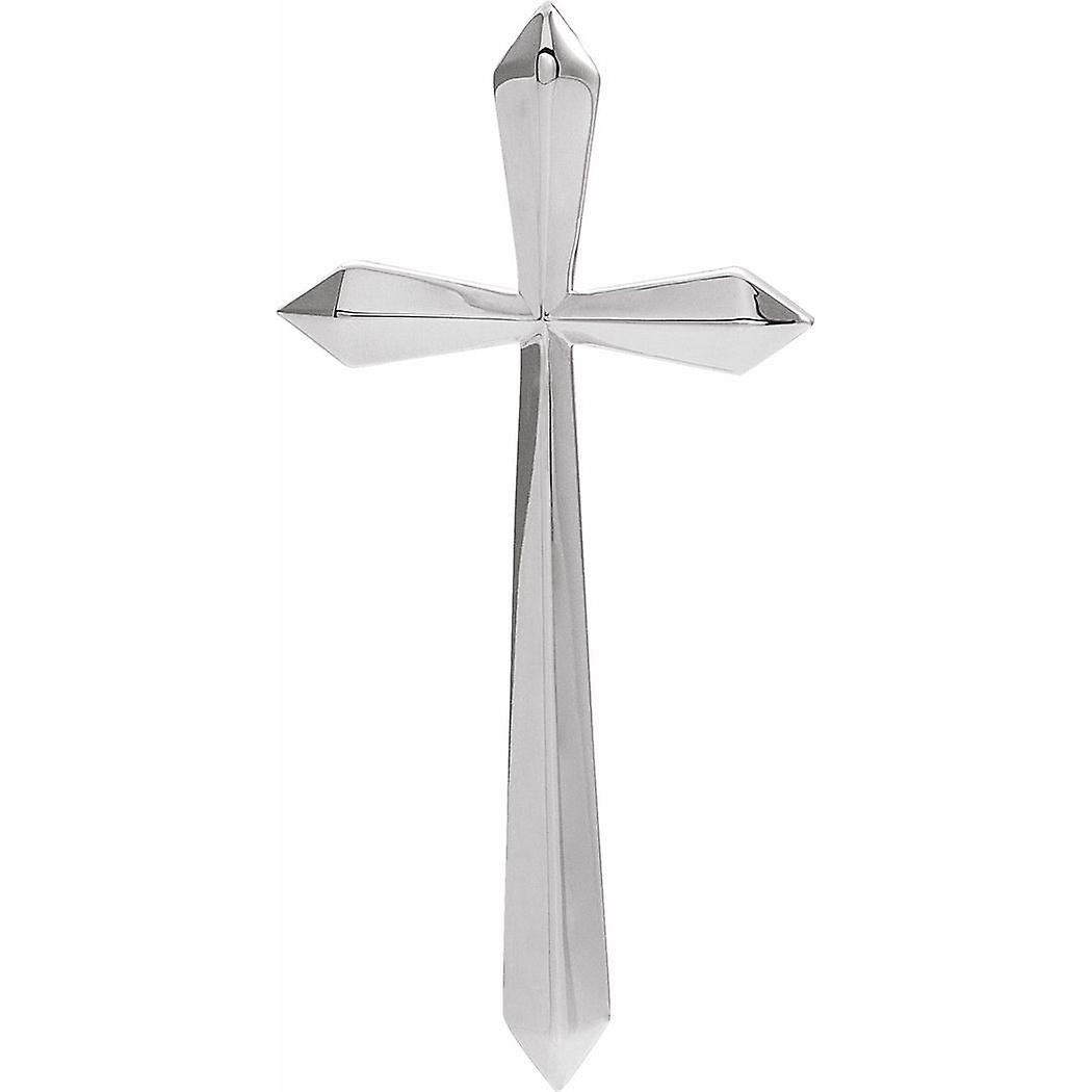 925 Sterling Silver 37.97x18.45mm Polished Elongated Religious Faith ...